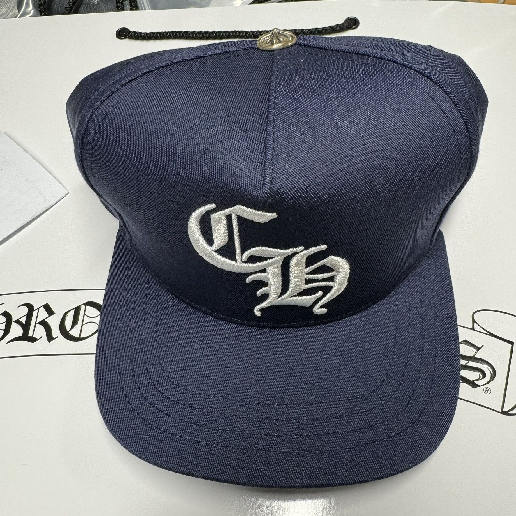 Chrome Hearts Chrome hearts ch baseball denim hat Navy Silver Button ...