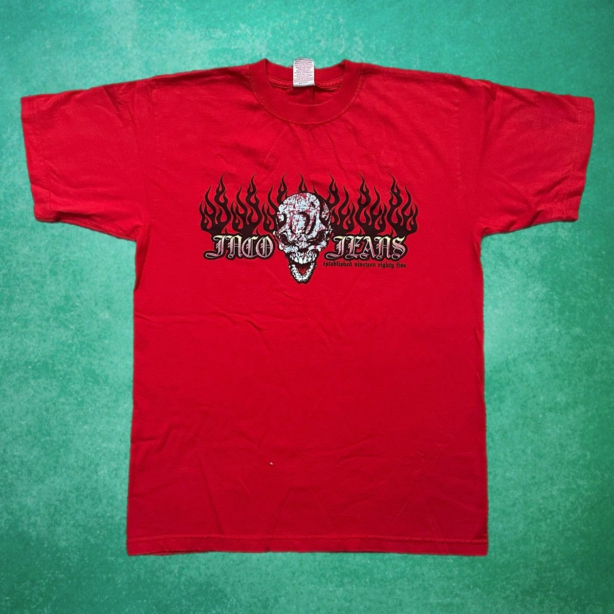Jnco × Streetwear × Vintage Vintage JNCO Jeans Tribal Flame Skull Shirt ...