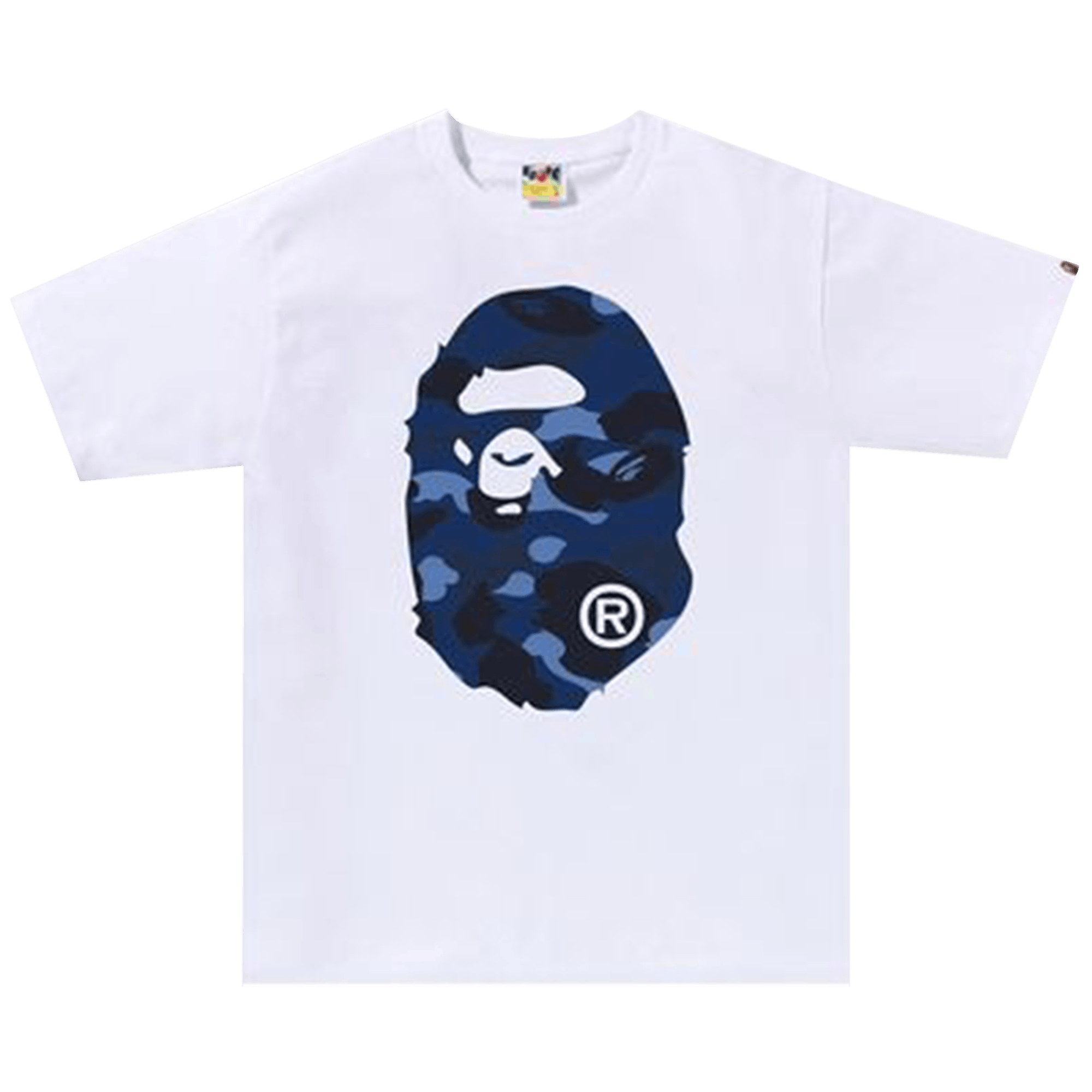 Bape BAPE Color Camo Big Ape Head Tee White/Navy | Grailed