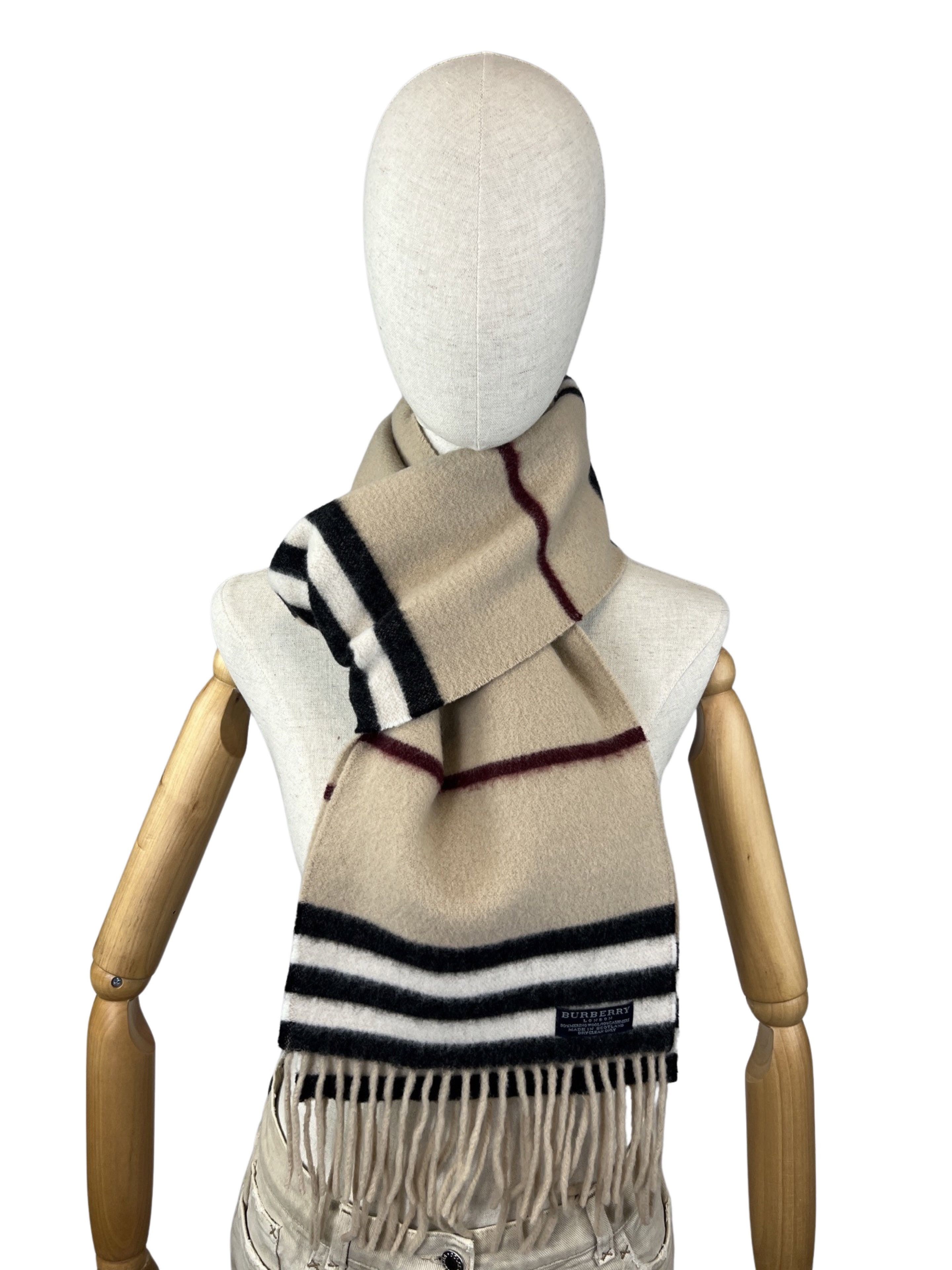 Burberry Nova Check Scotland Wool Cashmere Long Soft Scarf Gloves Scarves