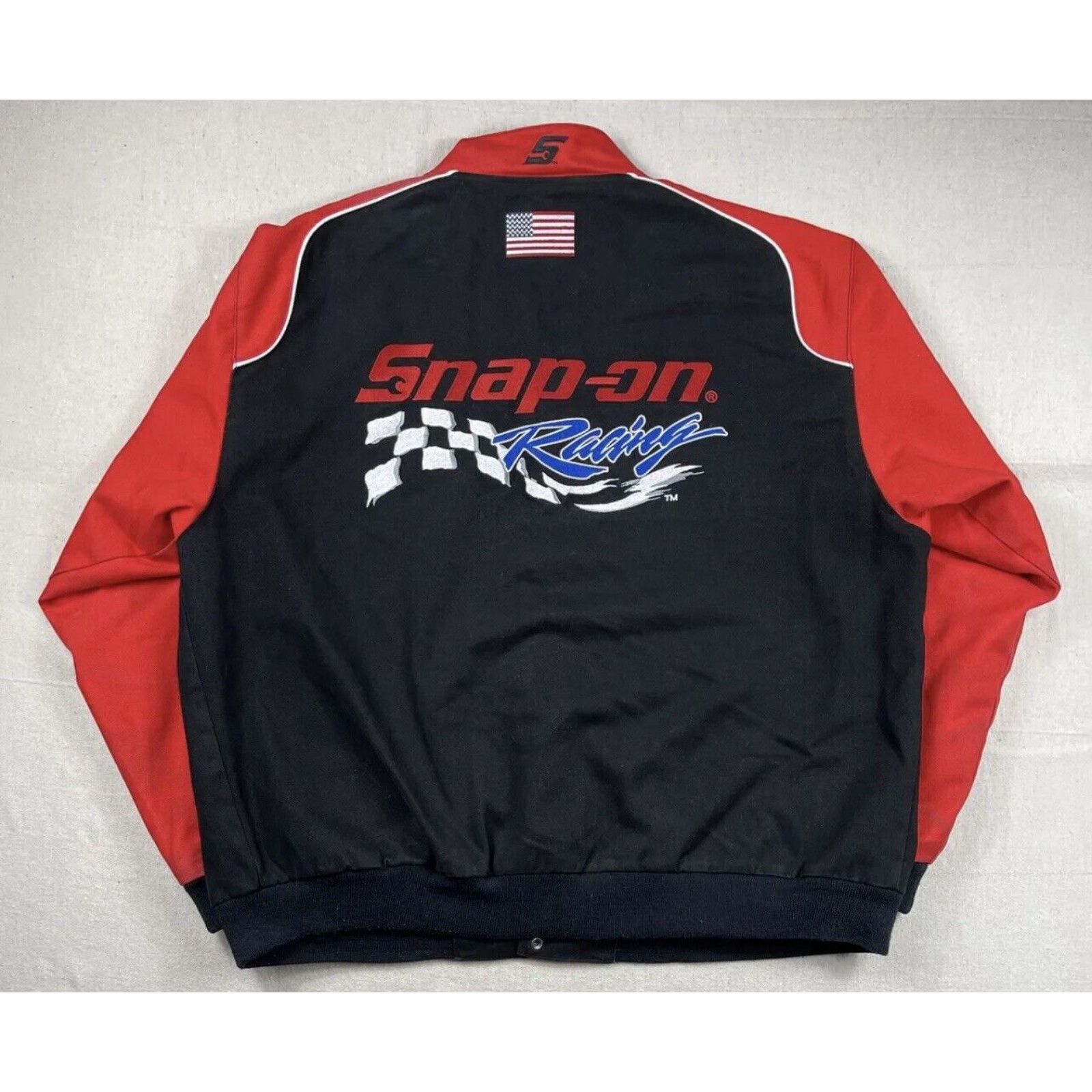 Vintage Vtg Snap On Racing Jacket XL Canvas Men's USA Flag Embroidered ...
