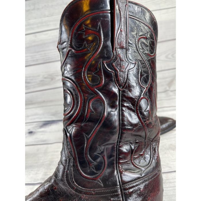 Lucchese Lucchese Cowboy Boots Mens Black Cherry Leather Size 13B | Grailed