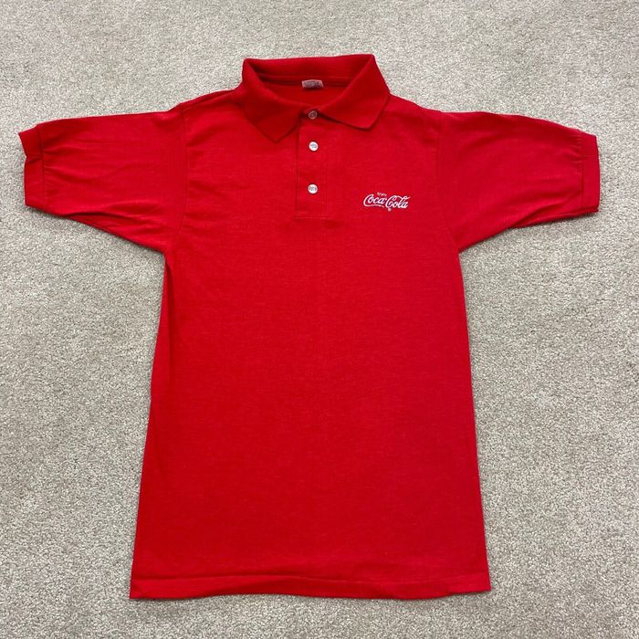 Vintage Coca Cola Polo Shirt Women XS Red Collared Basic Vintage 80s ...