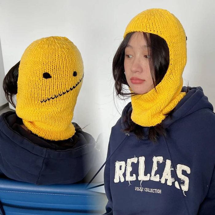 Custom Embroidered balaclava with open-faced smiley face emoji | Grailed