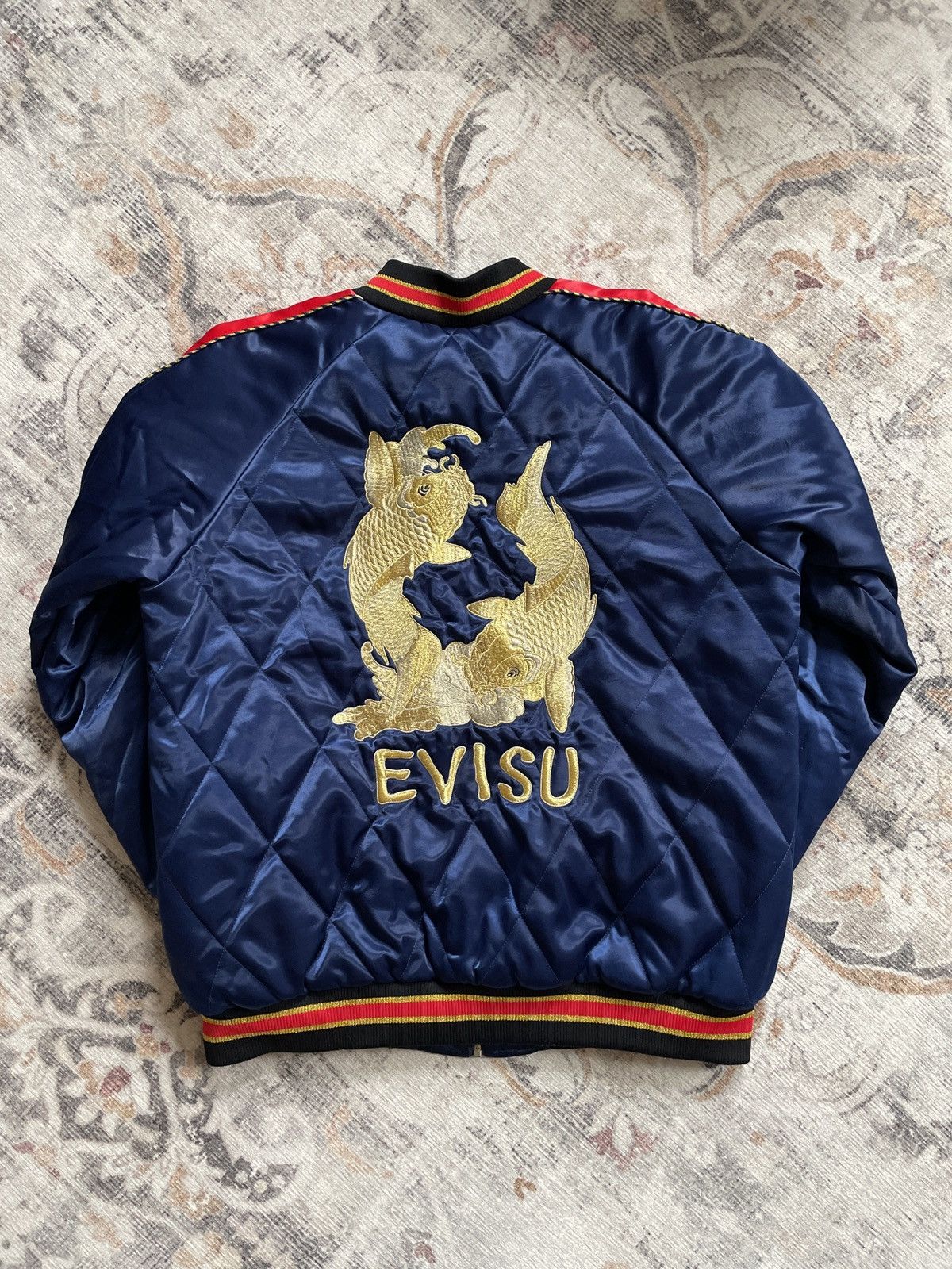 Evisu Evisu Koi Fish Quilted Bomber Jacket | Grailed
