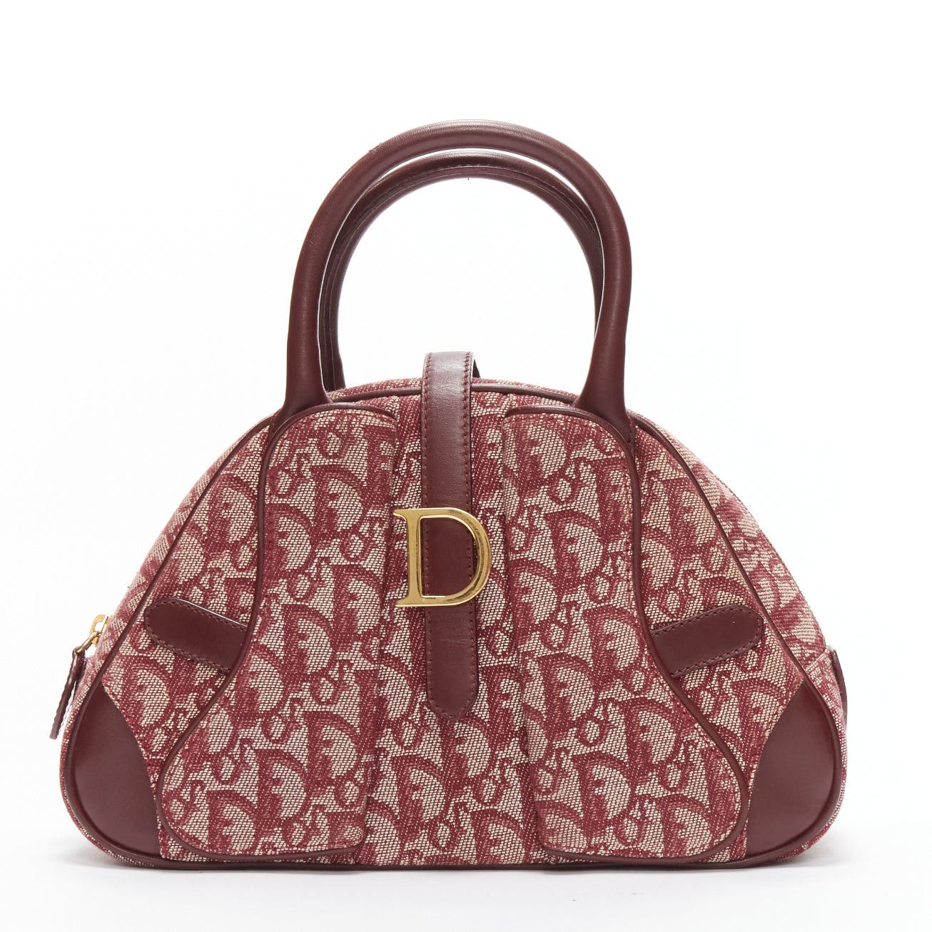 Dior CHRISTIAN DIOR Galliano Vintage Double Saddle Trotter red monogram ...