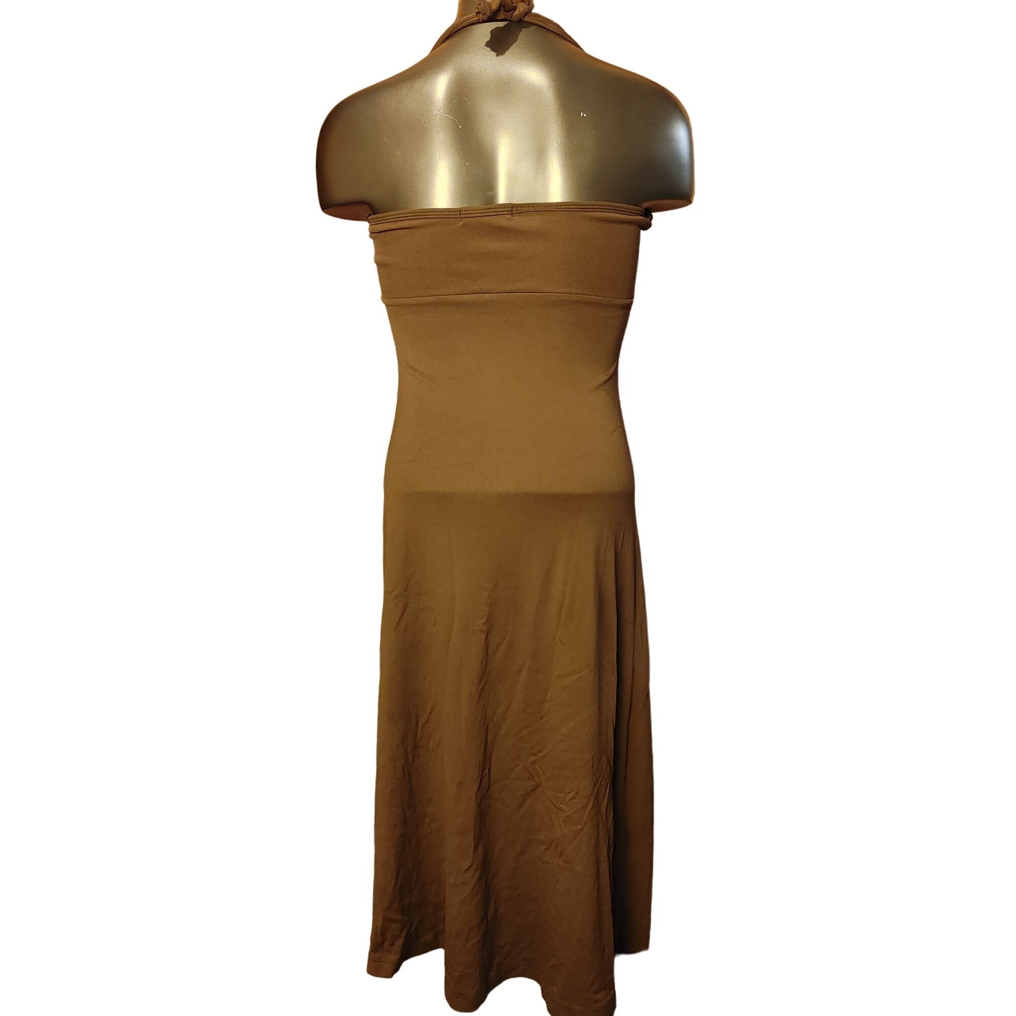 Other Carilyn Vaile Women's Brown Tie-Neck Halter Low Back Dress | Grailed