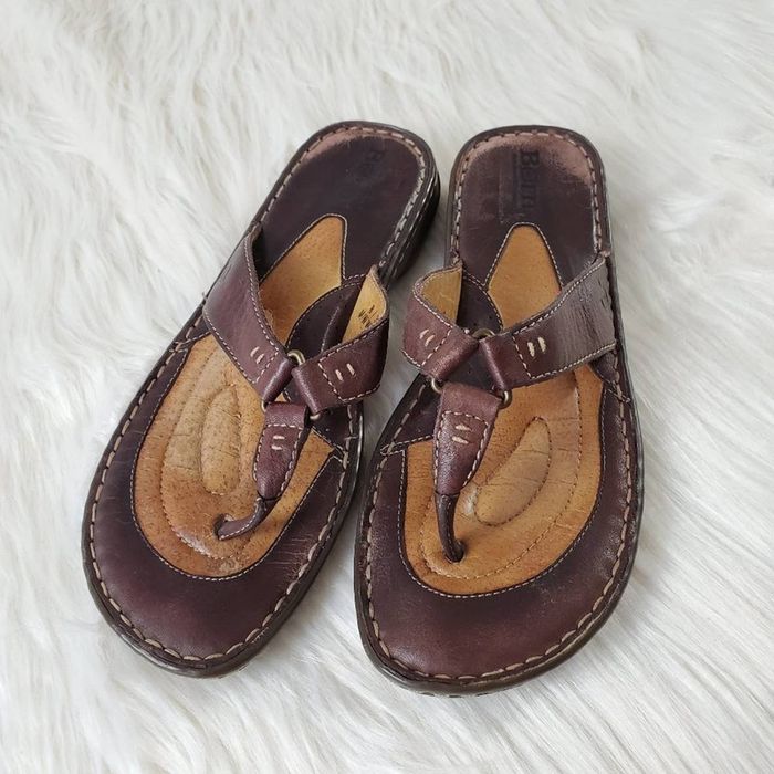 Born Born Brown Leather Comfort Slides │8 | Grailed