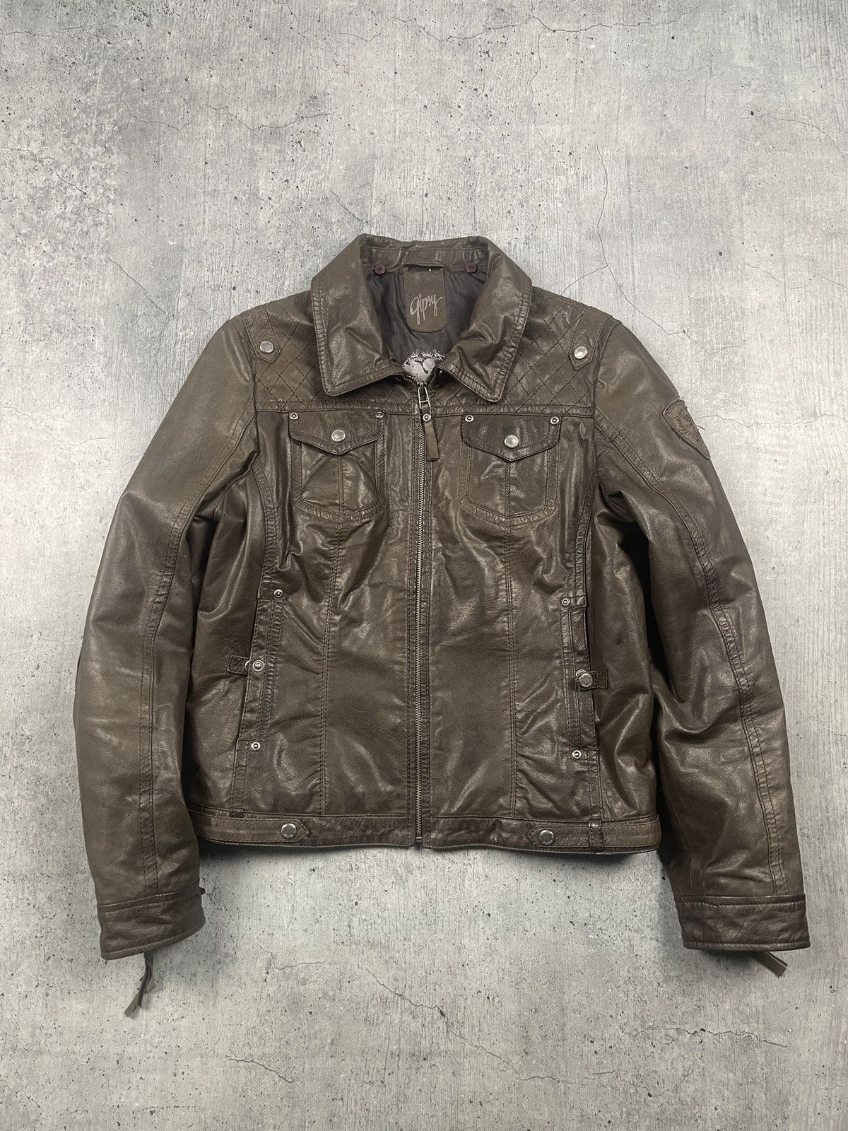 Gypsy × Leather Jacket × Streetwear Vintage Gipsy avant-garde leather ...