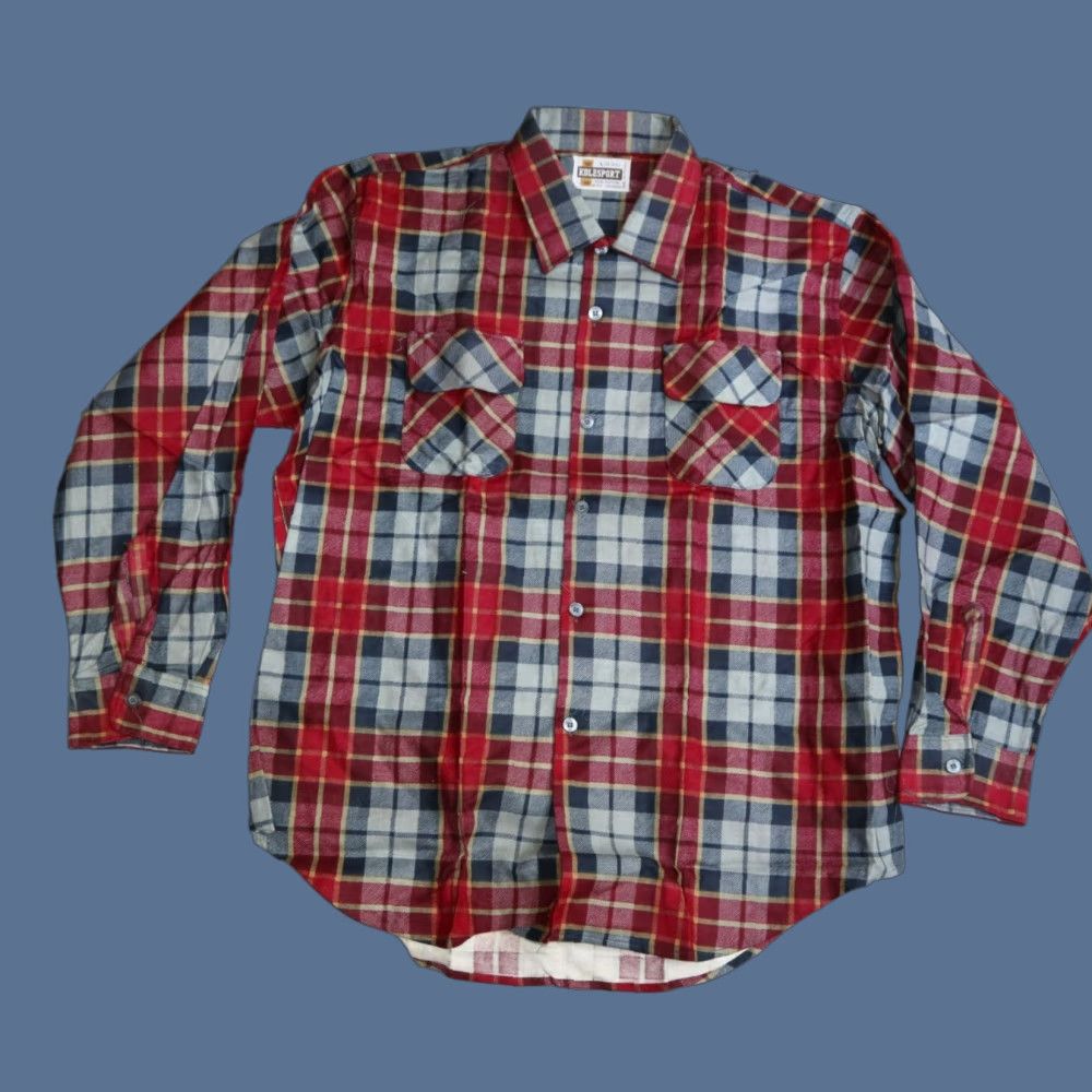 Sears Vintage Sears Brand Men's Plaid Cotton Flannel Shirt Red Large ...