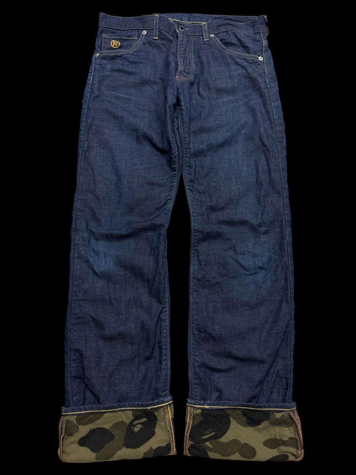 Bape × Nigo Bapesta City Tough Bathing ape Flannel Jeans Overprint ...