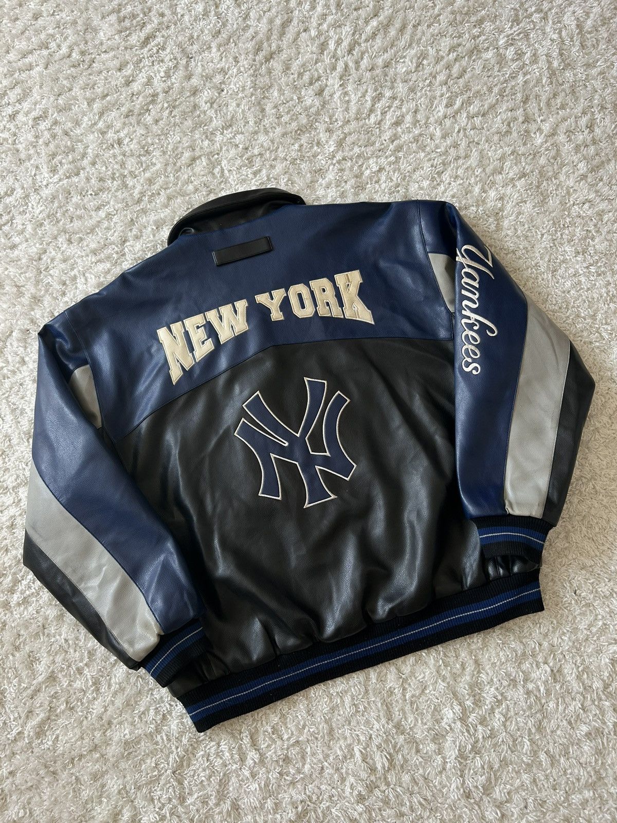 Vintage Leather Jacket vintage Yankees | Grailed