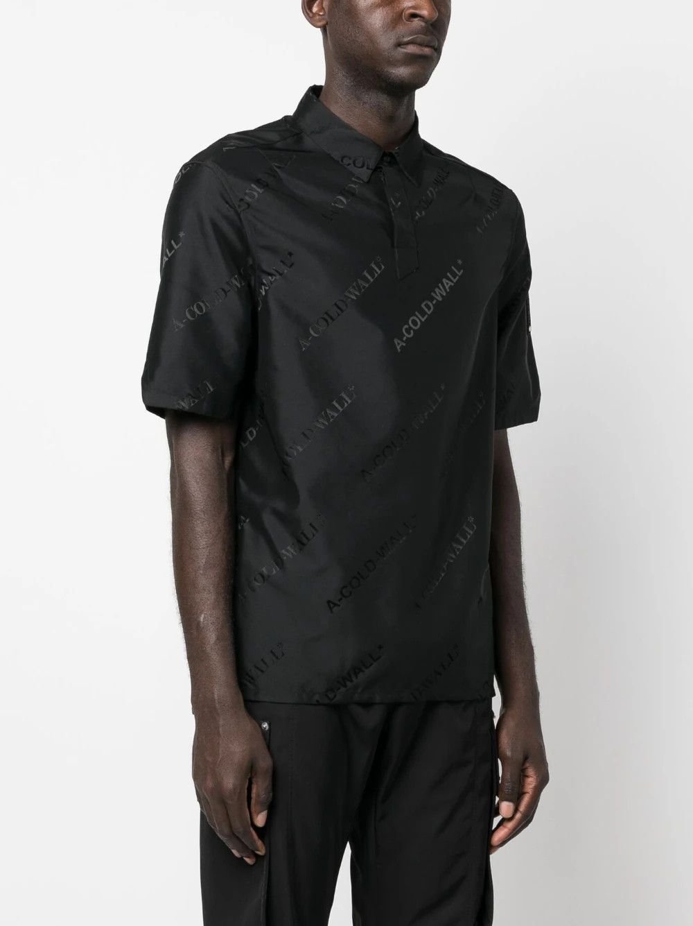 A Cold Wall Black Nylon ACW Monogram Logo Short Sleeve Shirt | Grailed