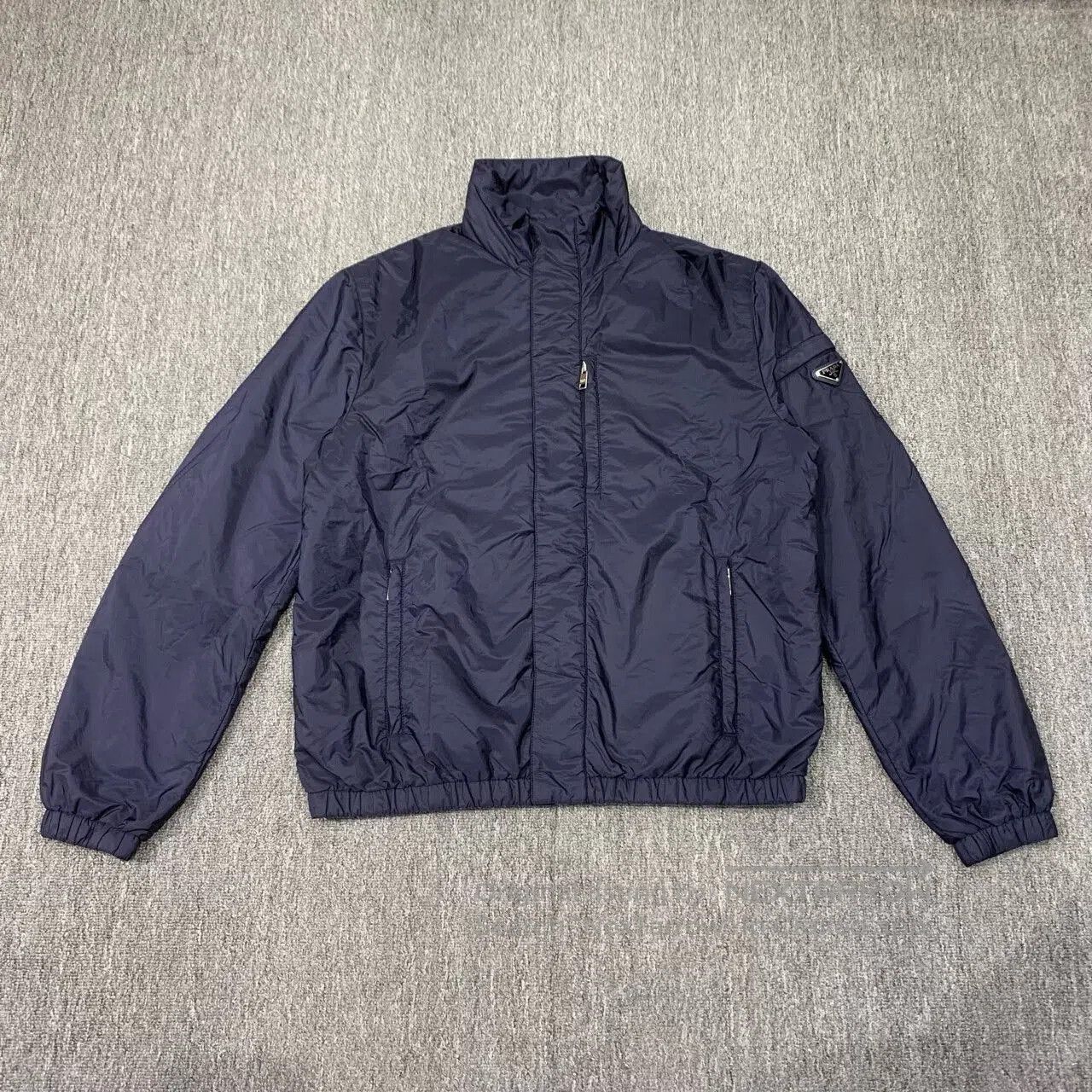Prada prada deep blue nylon cotton jacket size 52. | Grailed