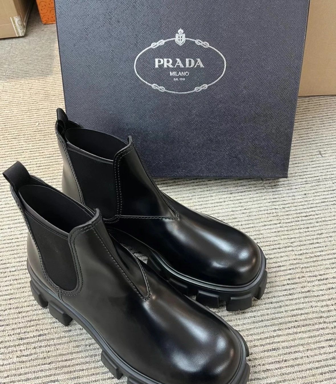 Prada Prada Monolith Brushed Leather Chelsea Boots | Grailed