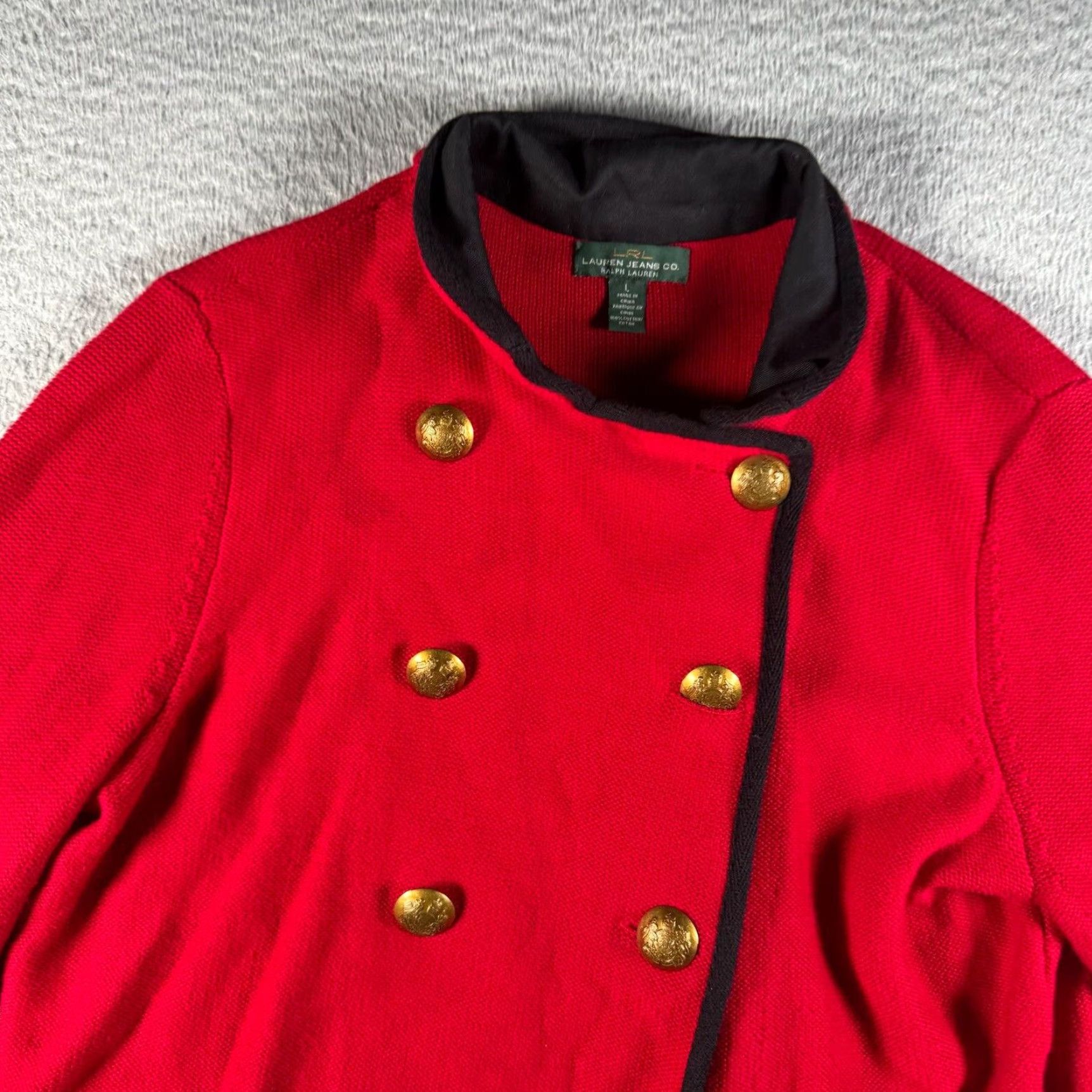Doublet Lauren Ralph Lauren Womens Large Red Double Breasted Button Up ...