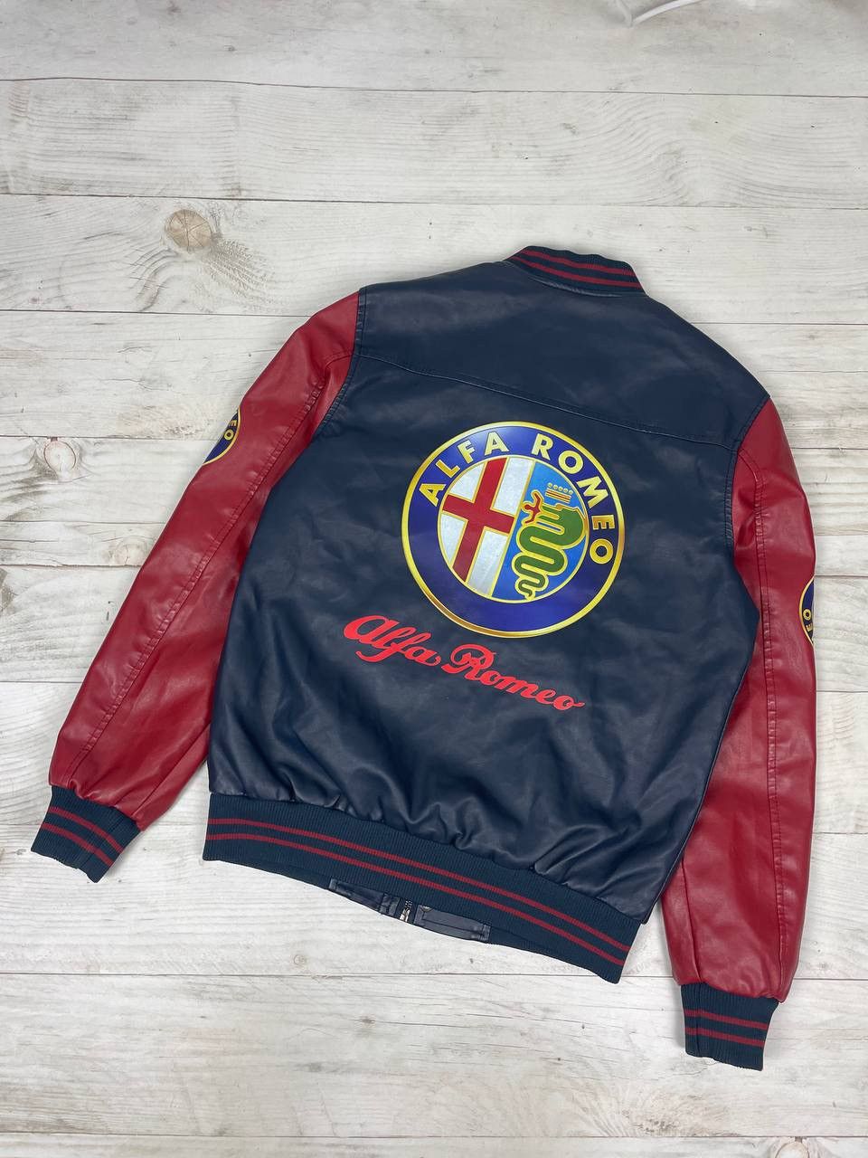 Racing × Streetwear × Vintage Vintage Alfa Romeo Big Logo Leather ...