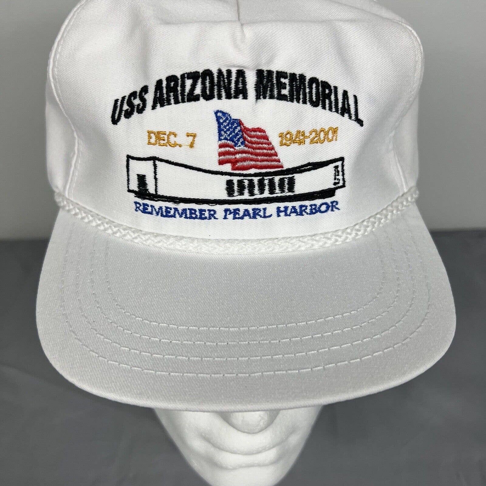 Military USS Arizona Memorial Hat Cap White Adjustable Pearl Harbor ...