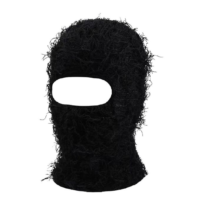 Designer Black Distressed Streetwear Balaclava Face Ski Mask | Grailed