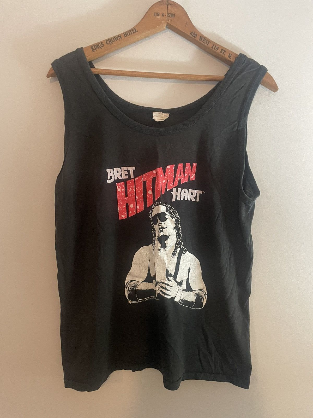 Vintage × WWF vintage 89 wwf bret the hitman hart wrestling tank | Grailed