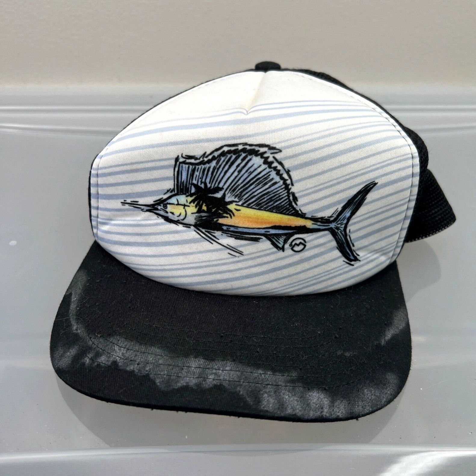 Vintage Magellan Swordfish Hat Mens Adjustable Black Snapback Trucker ...