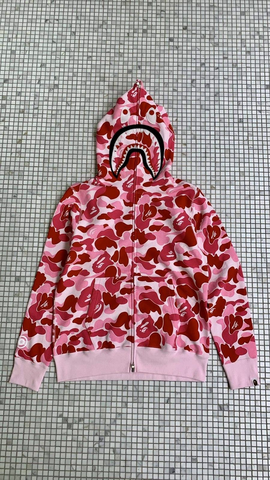Bape A BATHING APE BAPE PONR ABC CAMO SHARK FULL ZIP HOODIE PINK | Grailed