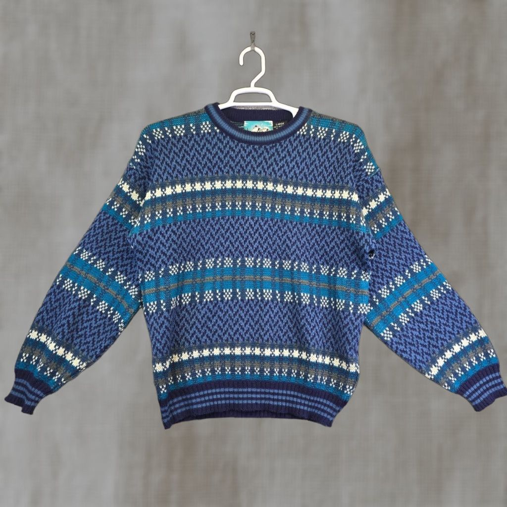 Vintage VINTAGE Botany 500 Sweater Mens L Blue Pullover Crew Neck Fair ...