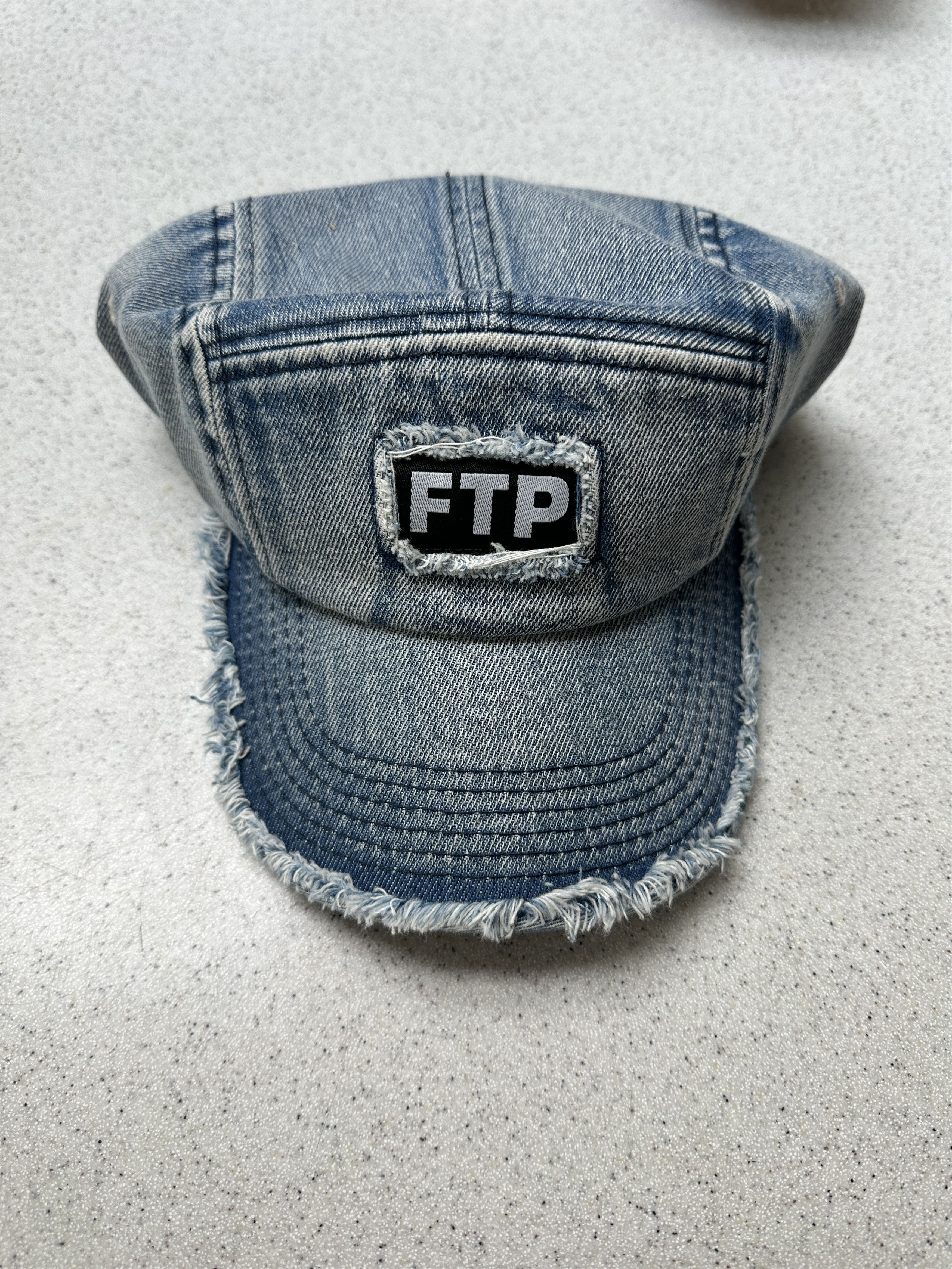 Fuck The Population FTP FRAYED DENIM LOGO CAMP HAT(LIGHT INDIGO) | Grailed