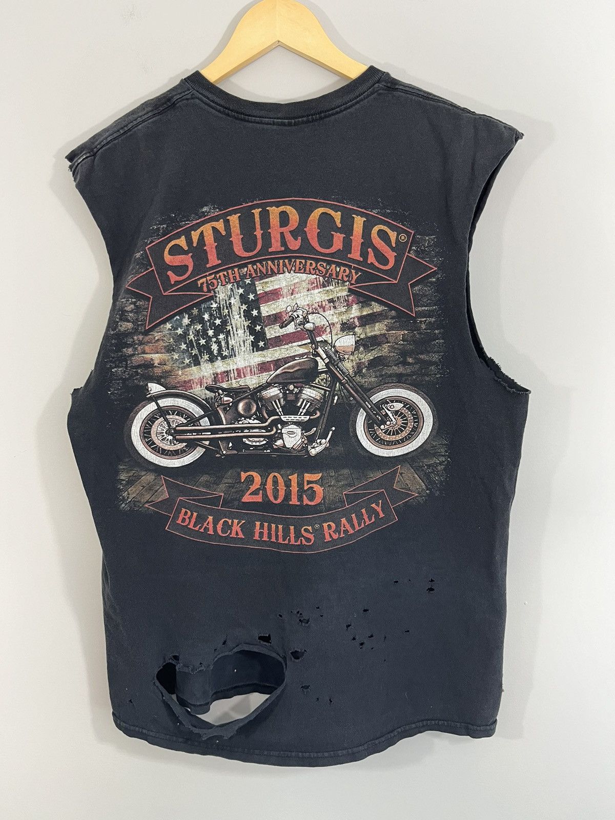 Vintage Sturgis Motorcycle Ralley Thrashed Sun Faded Cut Off | Grailed