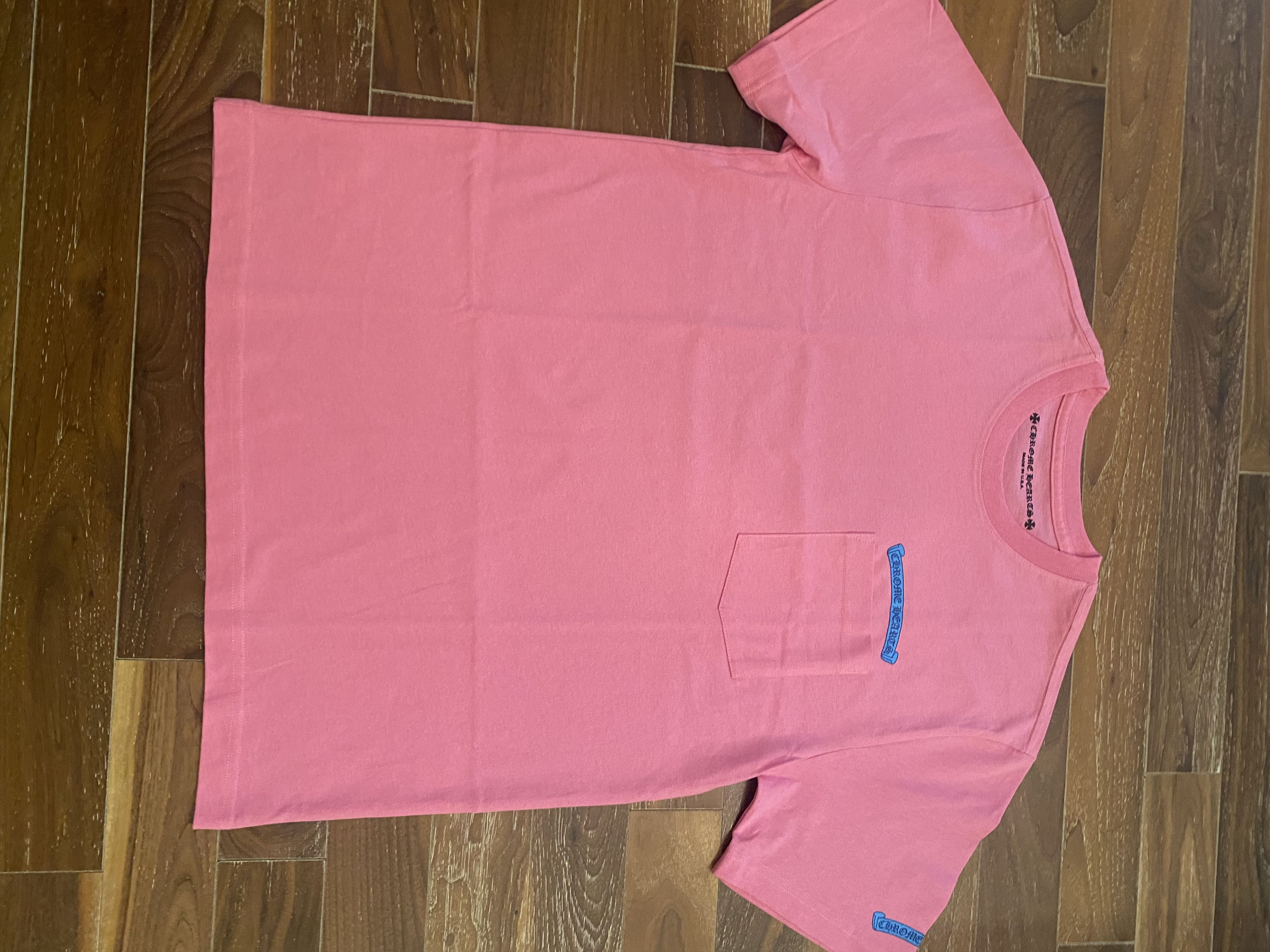 Chrome Hearts Chrome Hearts New Pink Scroll Logo Pocket T-shirt | Grailed