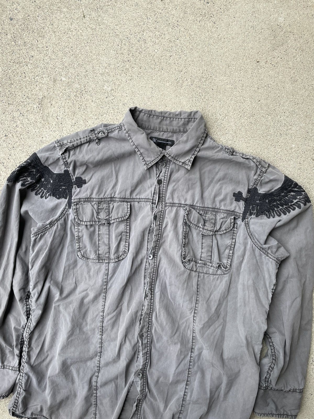 Hype Number Nine Style Wings Embroidered Military Shirt | Grailed