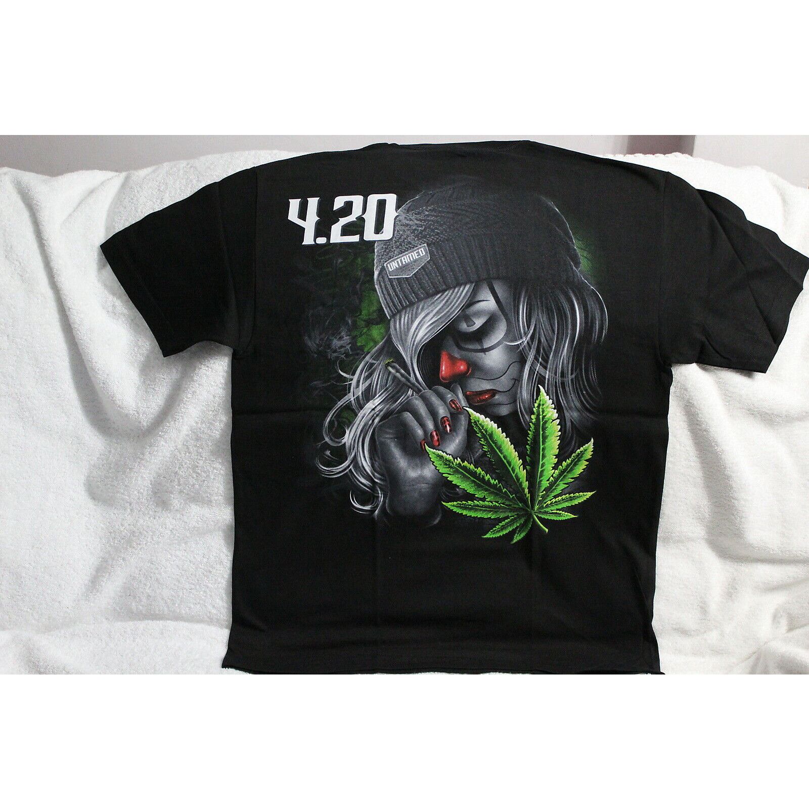 Vintage MARIJUANA LEAF GANGSTER CLOWN GIRL JOINT CANNABIS 420 UNTAMED T ...