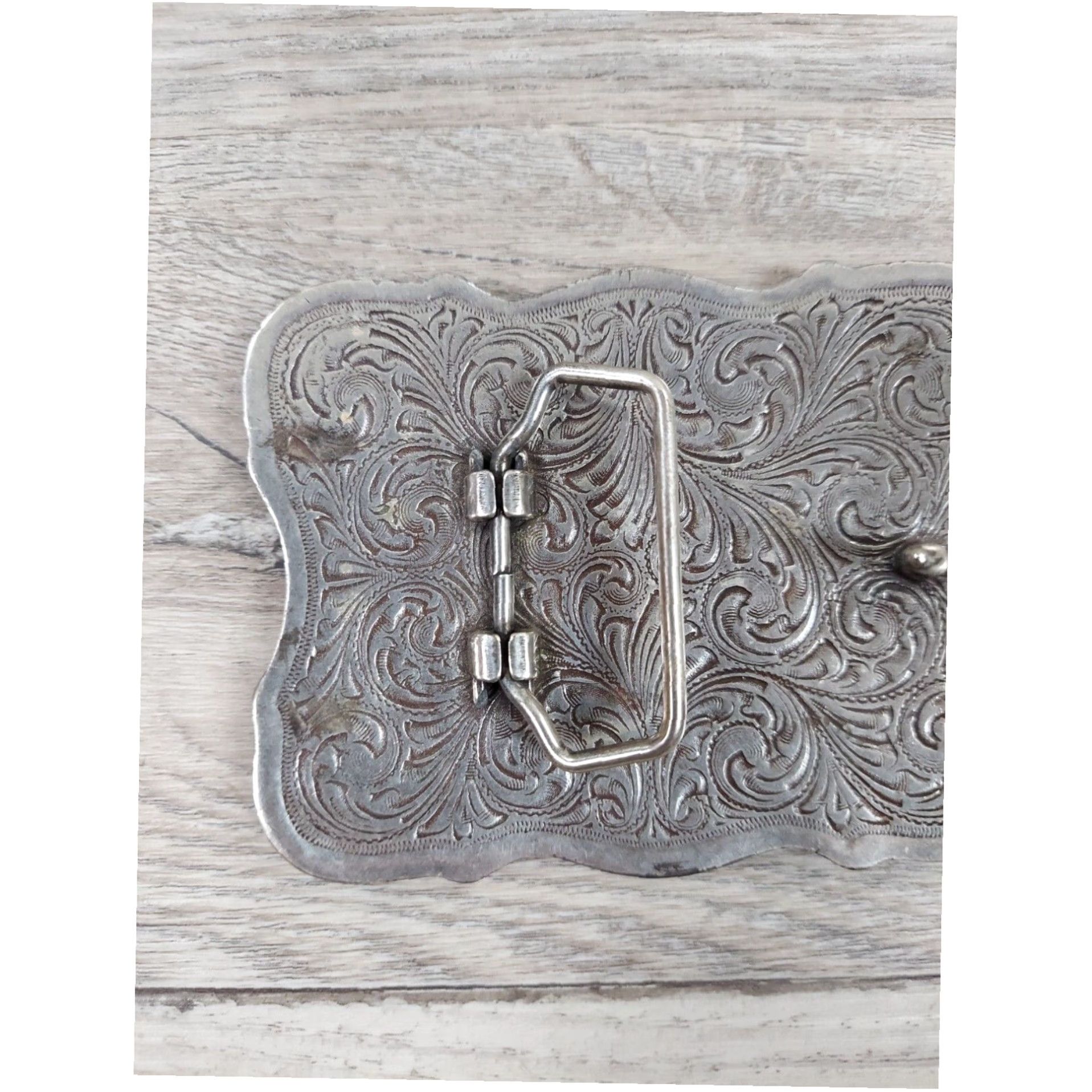 Vintage Silver Tone Unbranded Square Cross Tooled Western Belt Buckle ...