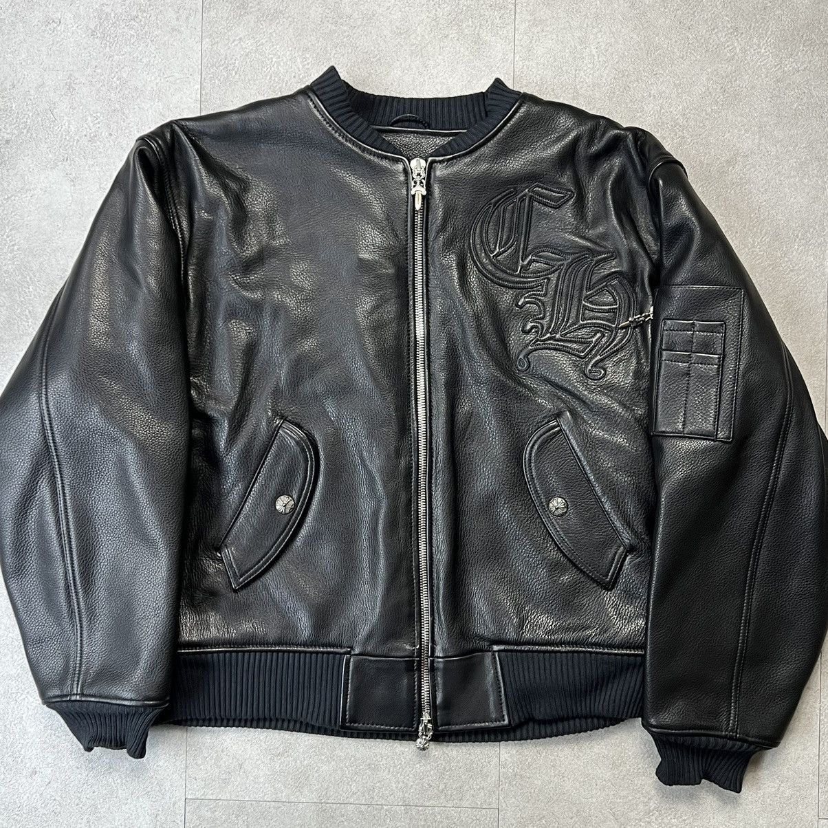 Chrome Hearts Chrome hearts CH Leather Bomber Jacket | Grailed