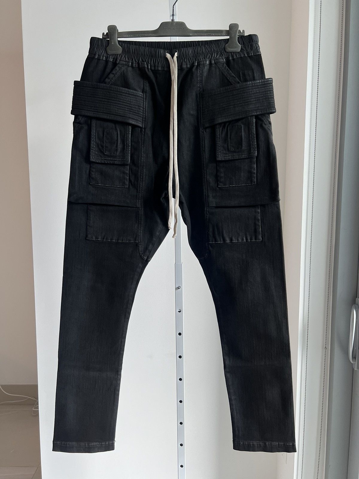 Rick Owens Drkshdw FW21 GETHSEMANE WAXED DENIM CREATCH CARGO DRAWSTRING ...