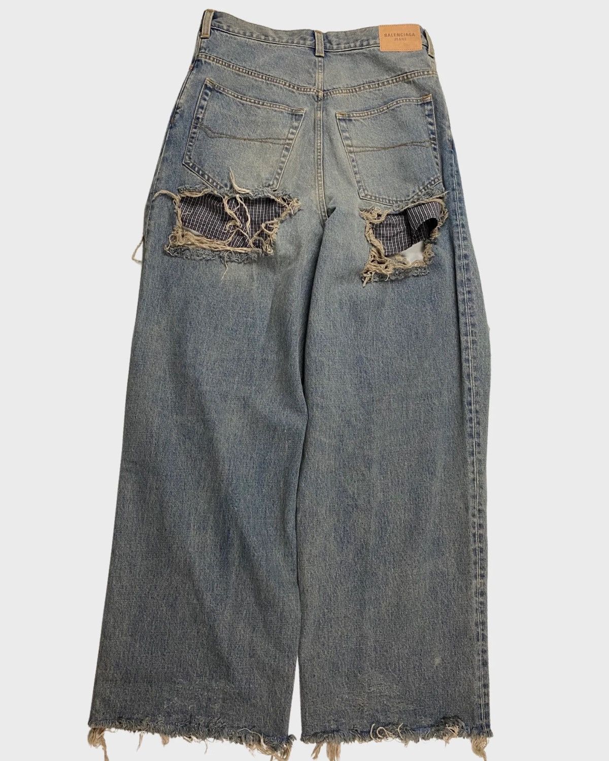 Balenciaga BALENCIAGA AW21 DESTROYED SHREDDED TORN BOXERS JEANS IN BLUE ...