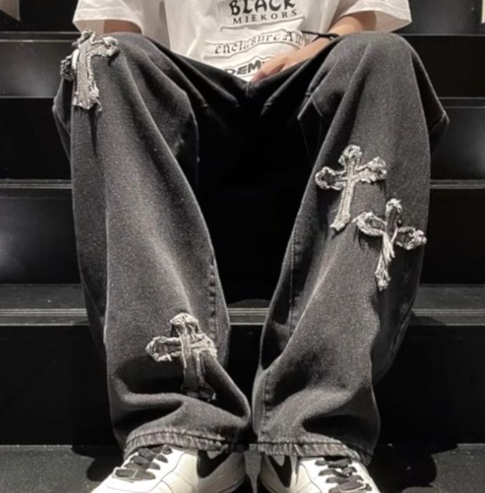 Vintage Punk Grunge Washed Cross Patchwork Pants Unique | Grailed