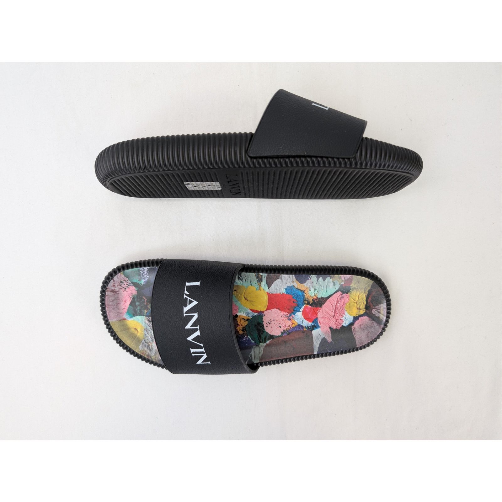 Gallery Dept. × Lanvin o1rshd1 paint splatter insole rubber pool slides ...
