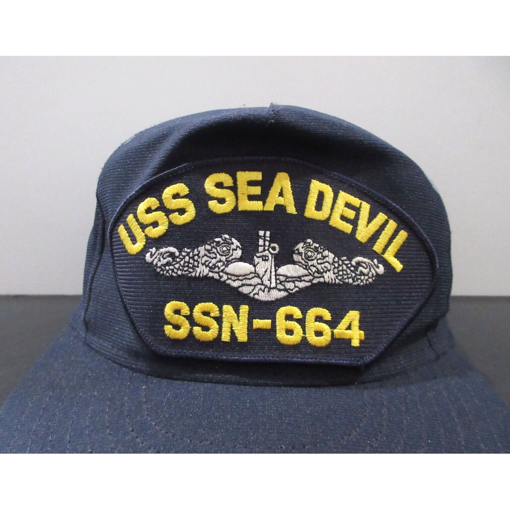 Vintage Authentic Mens Blue Snap Back Hat Cap of USS Sea Devil Military ...