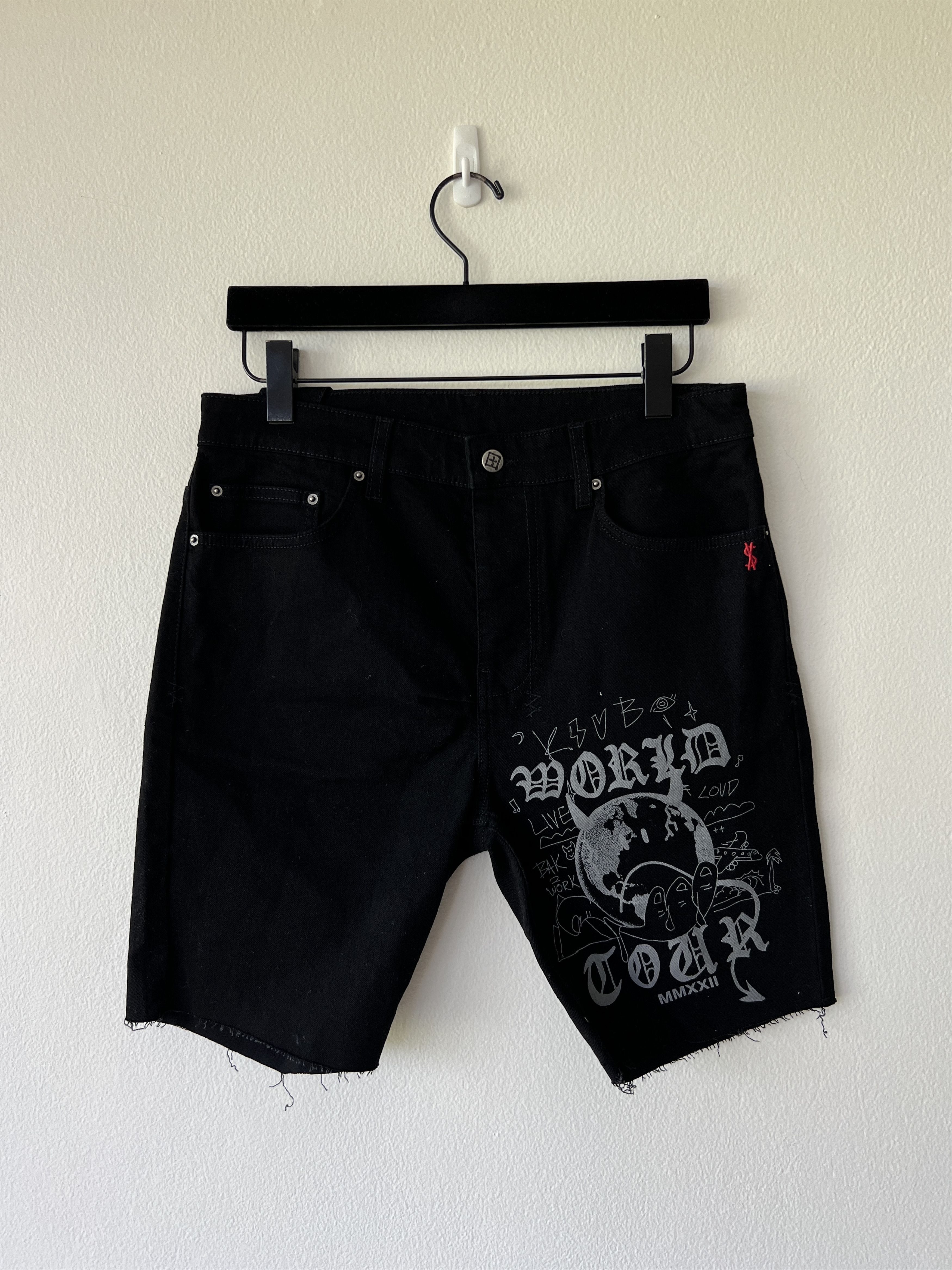 Ksubi denim jean short 32 chopper black devil smash world tour | Grailed