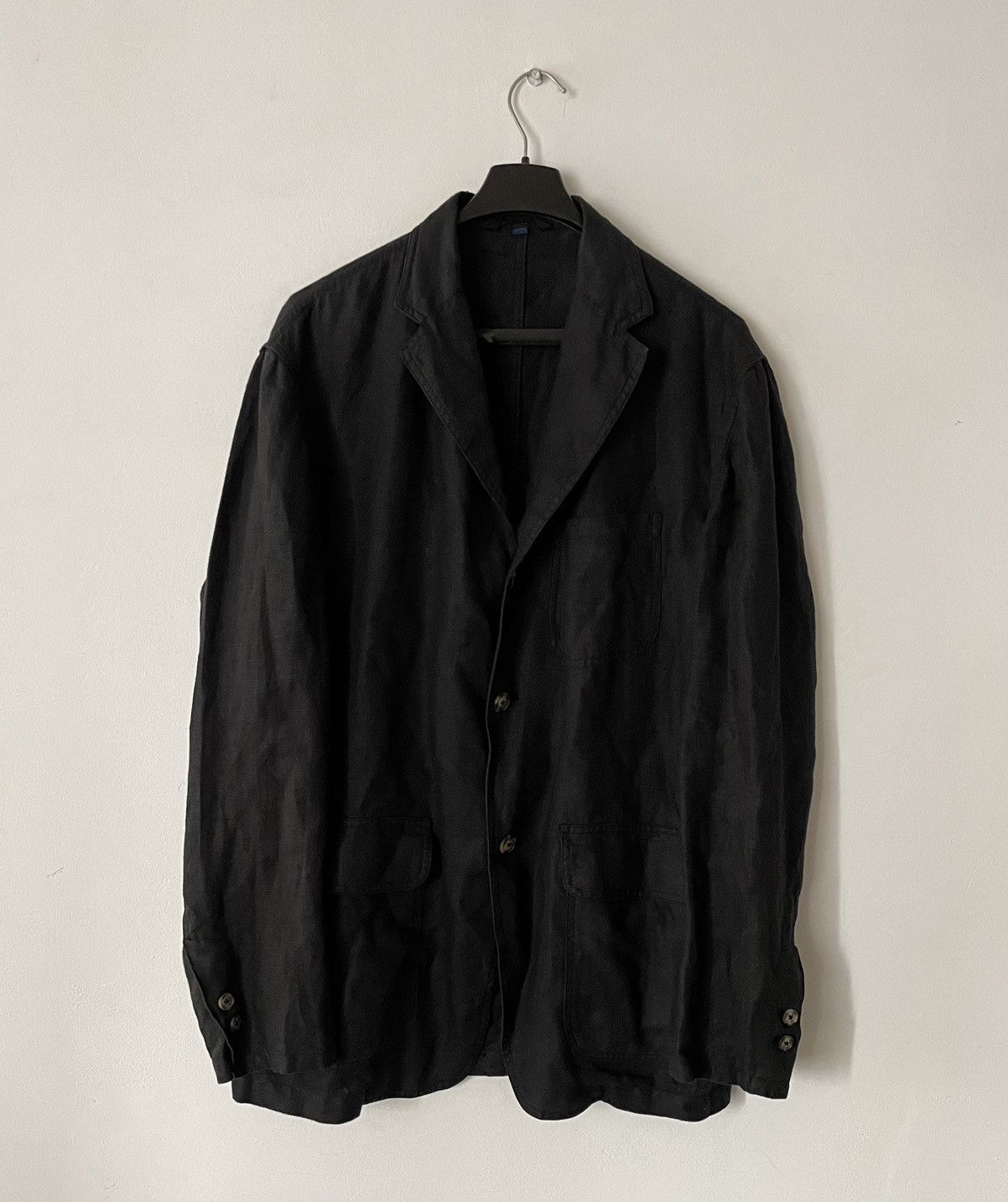 Italian Designers × Luxury × Vintage J. Keydge Linen Black Blazer ...
