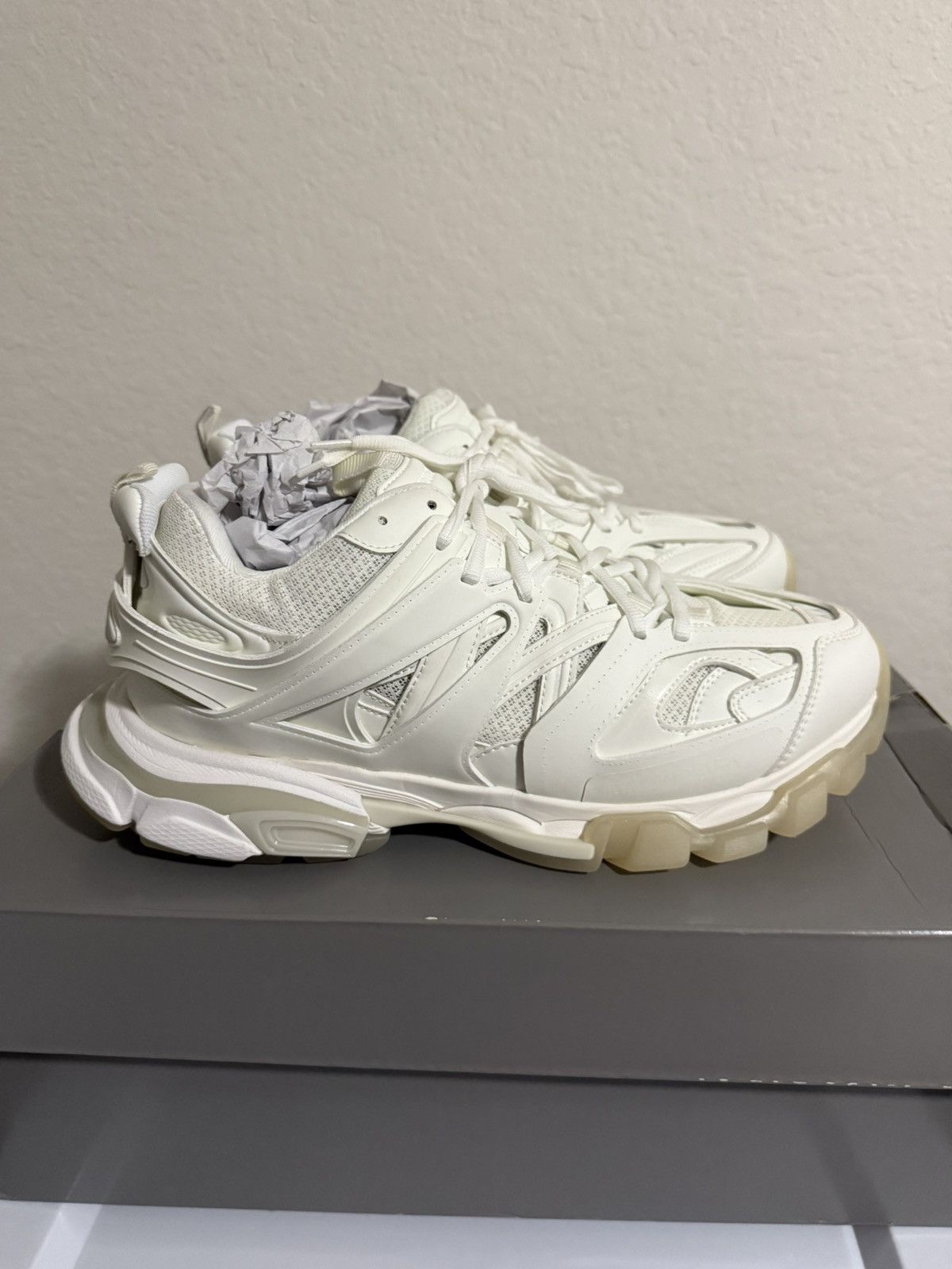 Balenciaga Balenciaga White Track Glow In The Dark (44) | Grailed