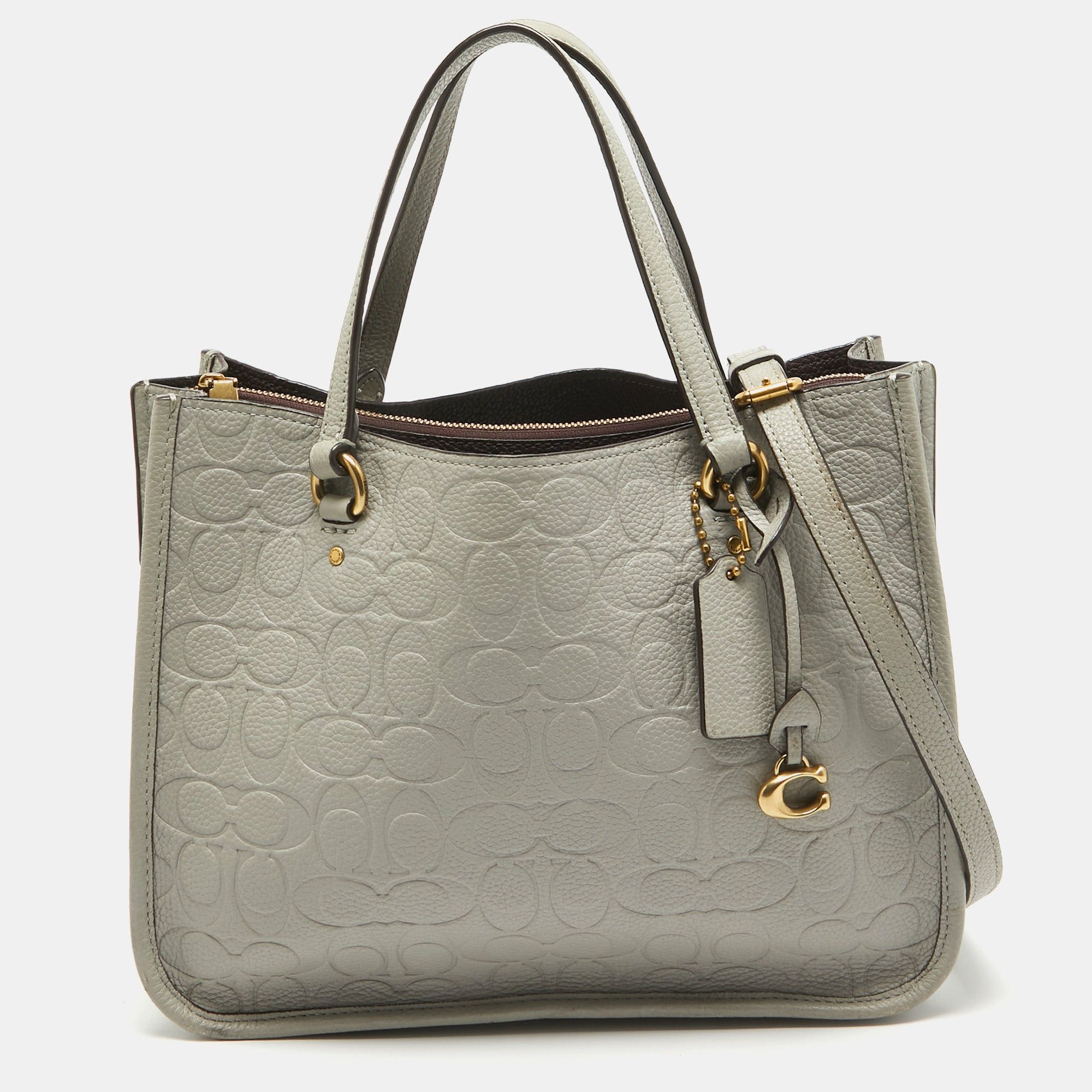 Coach COACH Grey Signature Embossed Leather Tyler Carryall Tote | Grailed