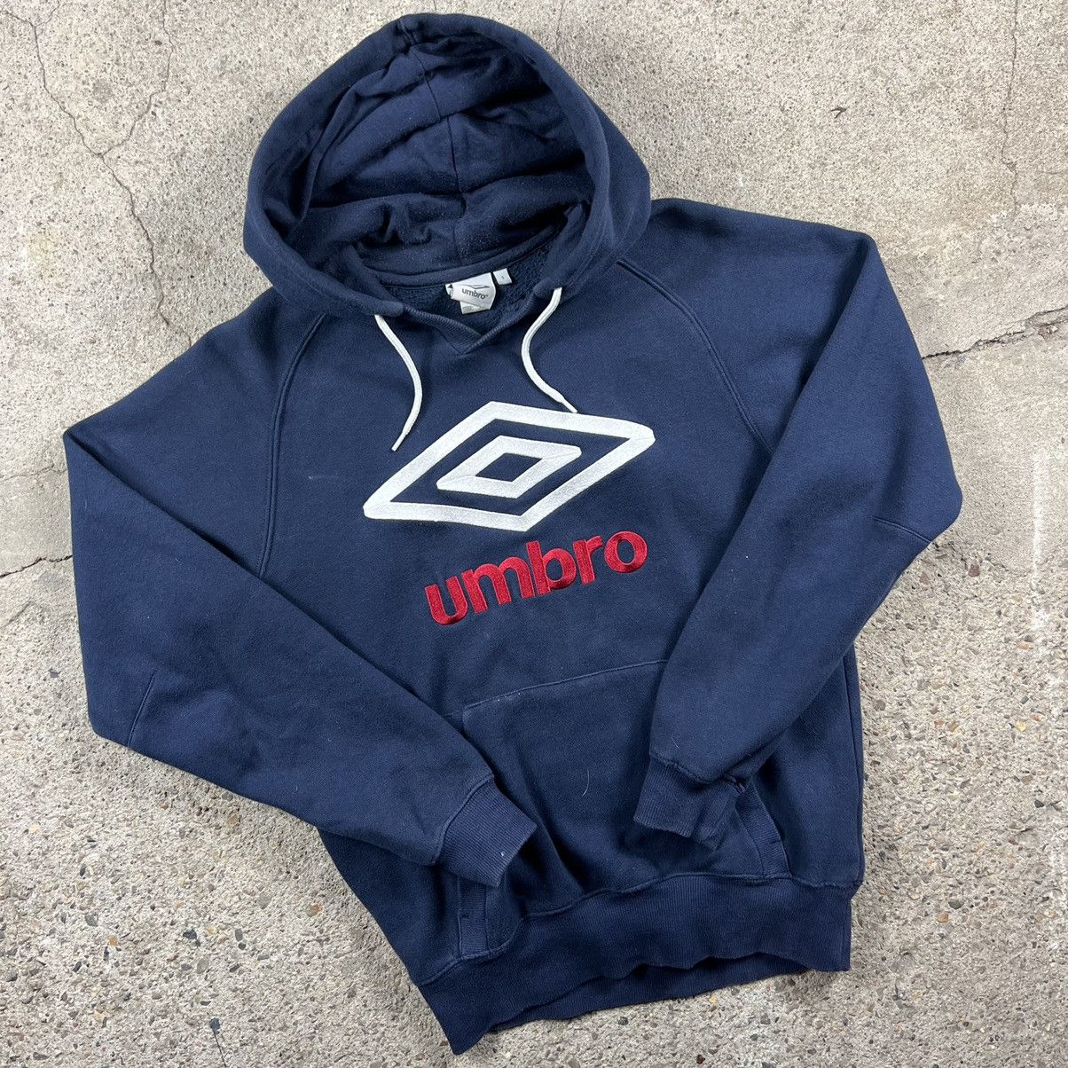 Umbro × Vintage Umbro vintage black spellout hoodie big central logo | Grailed