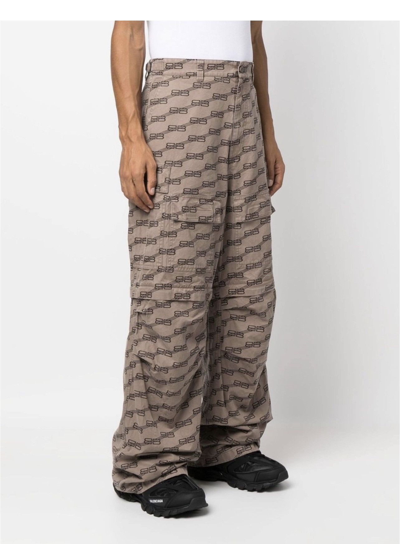 Balenciaga Balenciaga All over Logo Print Detachable Cargo Pants | Grailed