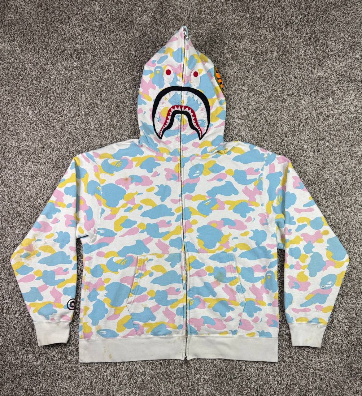 Bape New Multi Camo Shark Relaxed Fit Full Zip Hoodie | Grailed