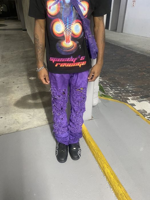 Custom Purple stacked jeans | Grailed