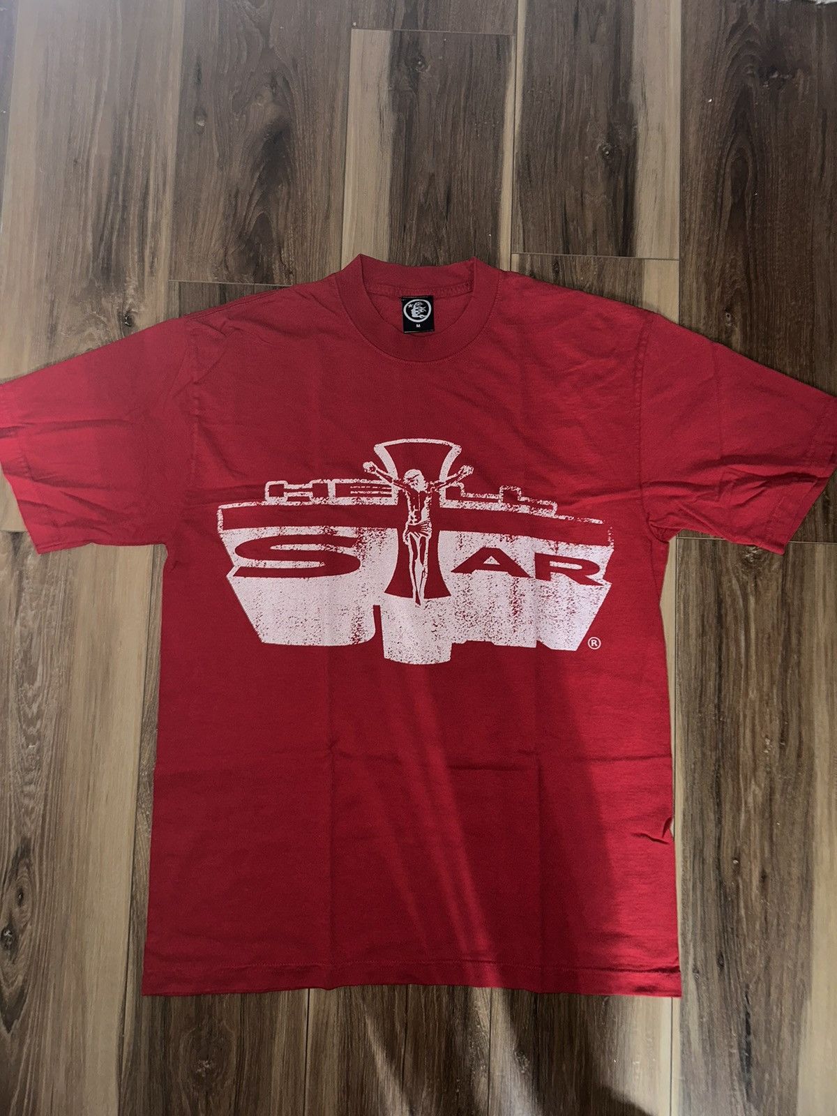 HELLSTAR HELLSTAR Jesus Emblem Red t shirt | Grailed