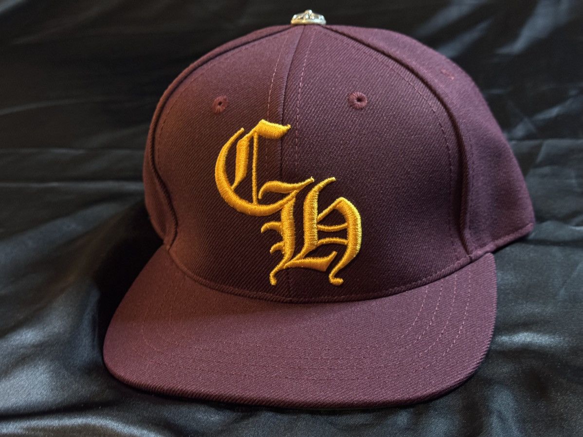 Chrome Hearts Chrome Hearts Maroon/Gold CH Baseball Hat | Grailed