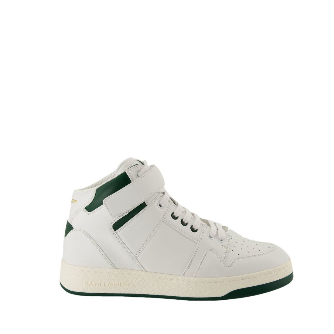 Saint Laurent Paris SAINT LAURENT Lax White/Green Leather Sneakers New ...